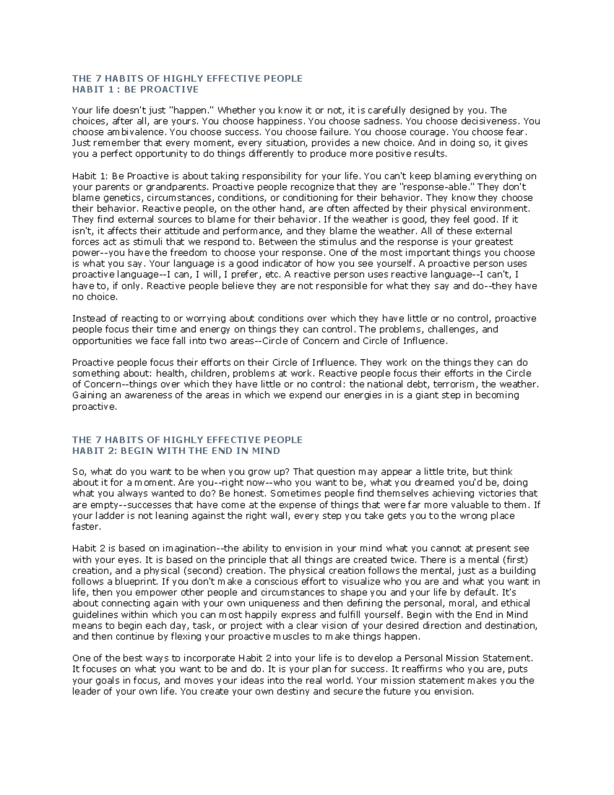 7 Habits of Highly Effective People: Insights & Reflections - Studocu