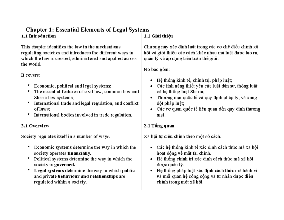 ACCA Business LAW - Chapter 1 - Chapter 1: Essential Elements of Legal ...