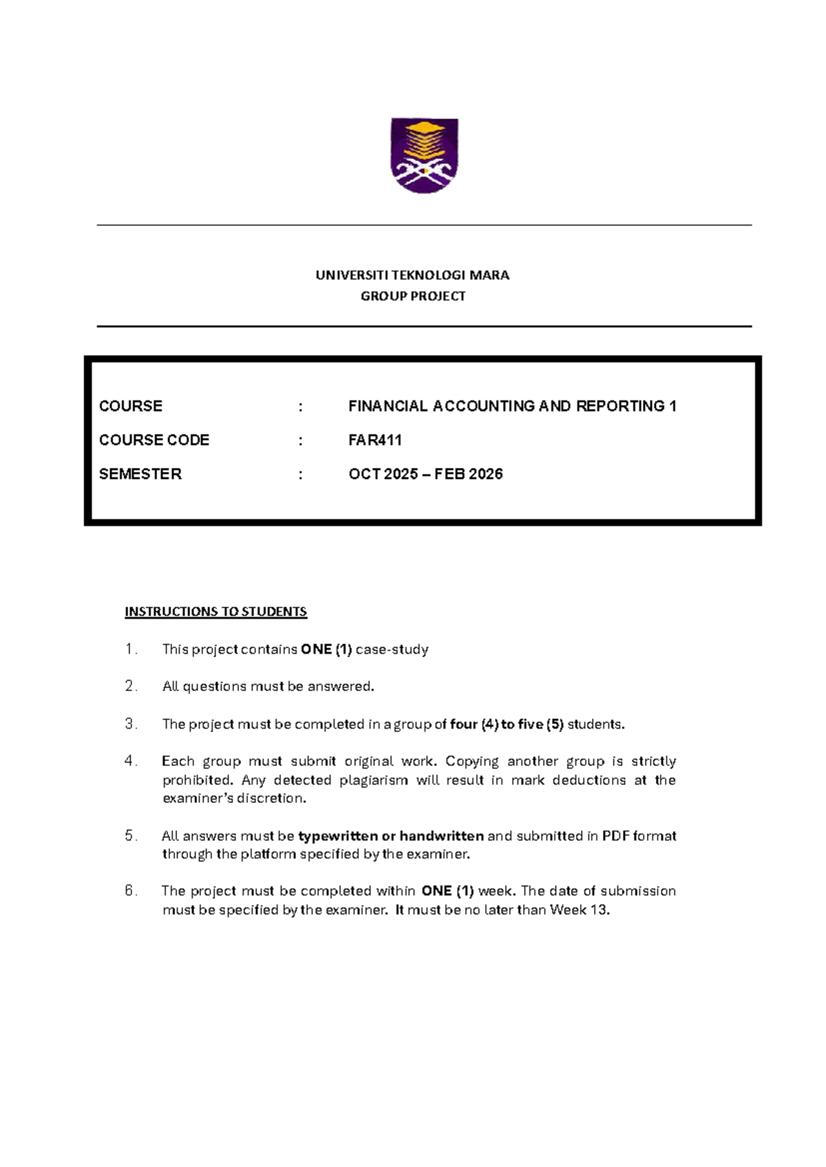 FAR411 Group Project: Financial Accounting Case Study Analysis - Studocu