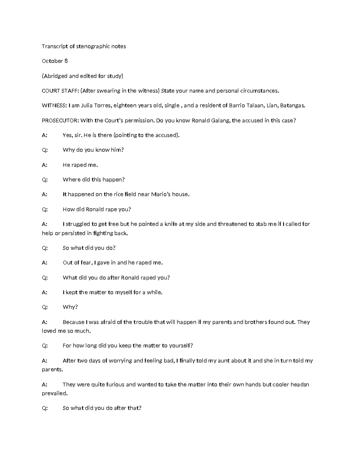 210041485-Transcript-of-Stenographic-Notes-October-8-Study - Studocu