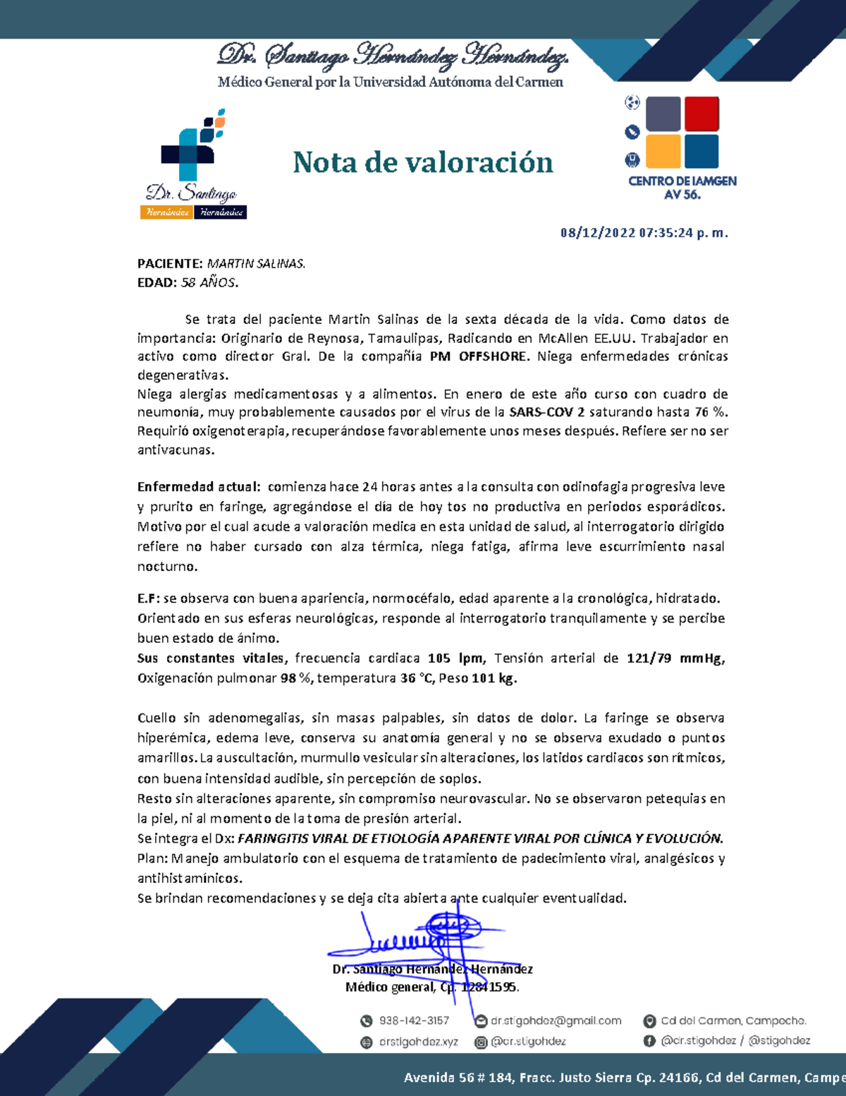 Ejemplo De Nota Médica Para La Escuela