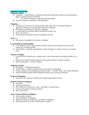 Shadow Health Assignment 2, Delegation COMPLETE - NUR426 - Studocu