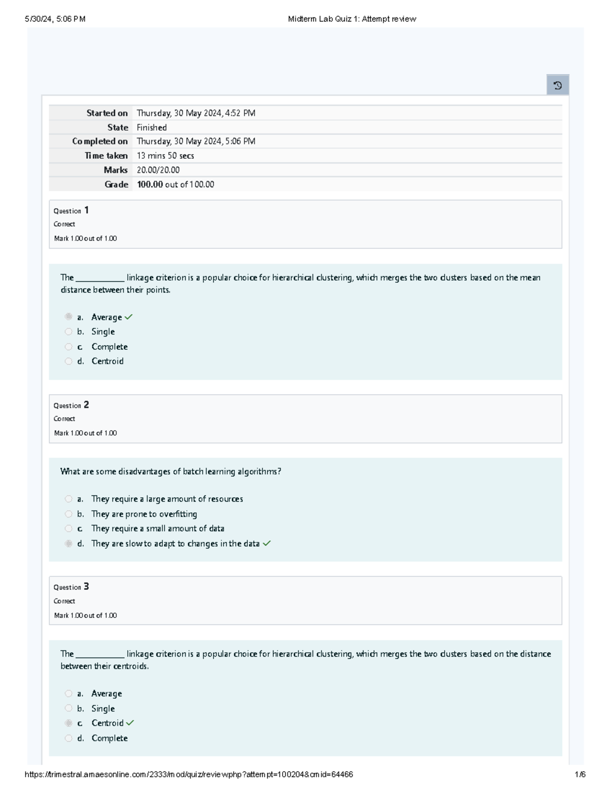 Artificial Intelligence Fundamentals Midterm Lab Quiz 1 Review - Studocu