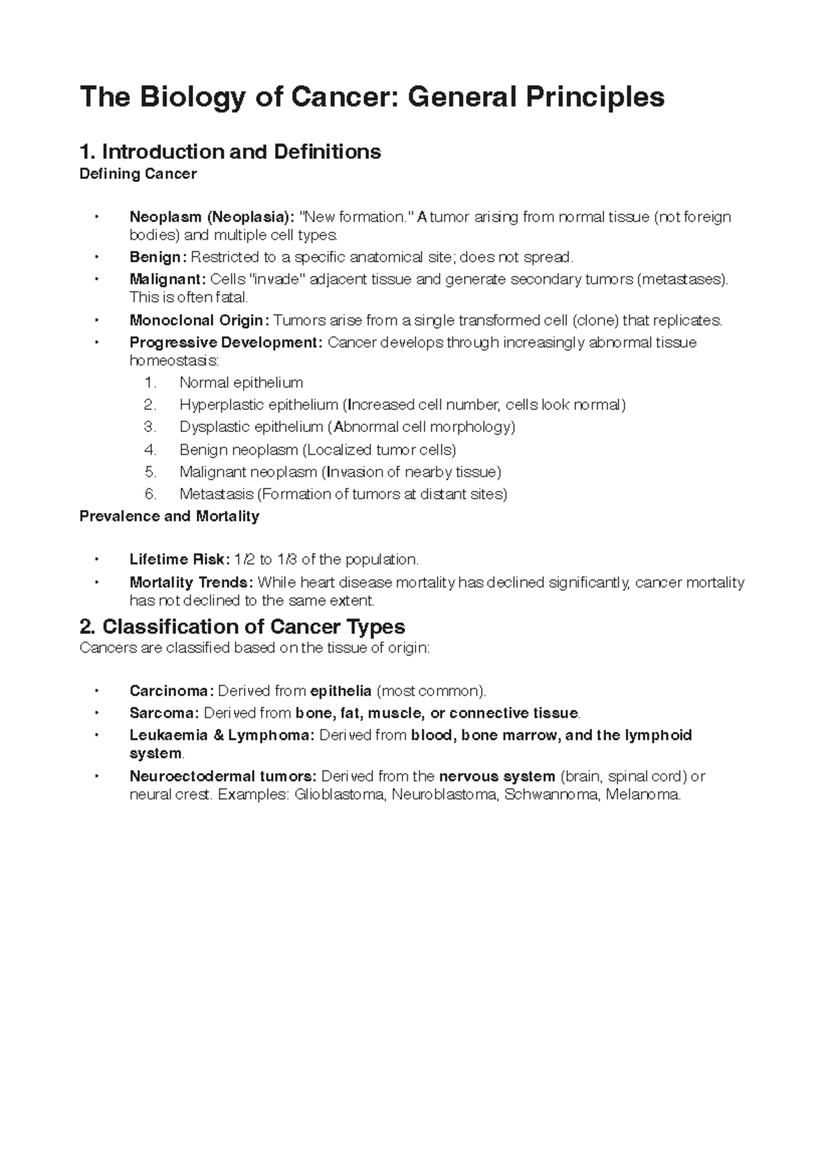 M4.1 Final Exam Notes: The Biology of Cancer Principles - Studocu