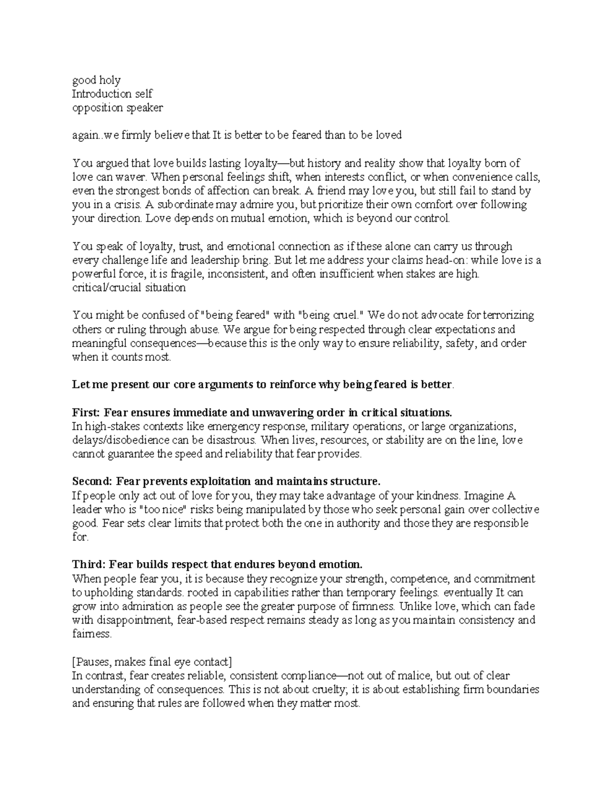 PHIL 101: The Case for Fear Over Love in Leadership - Studocu