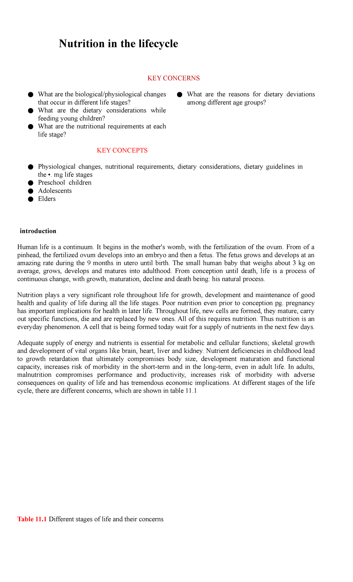 Comprehensive Notes on Nutrition across Life Stages (Course Code ...