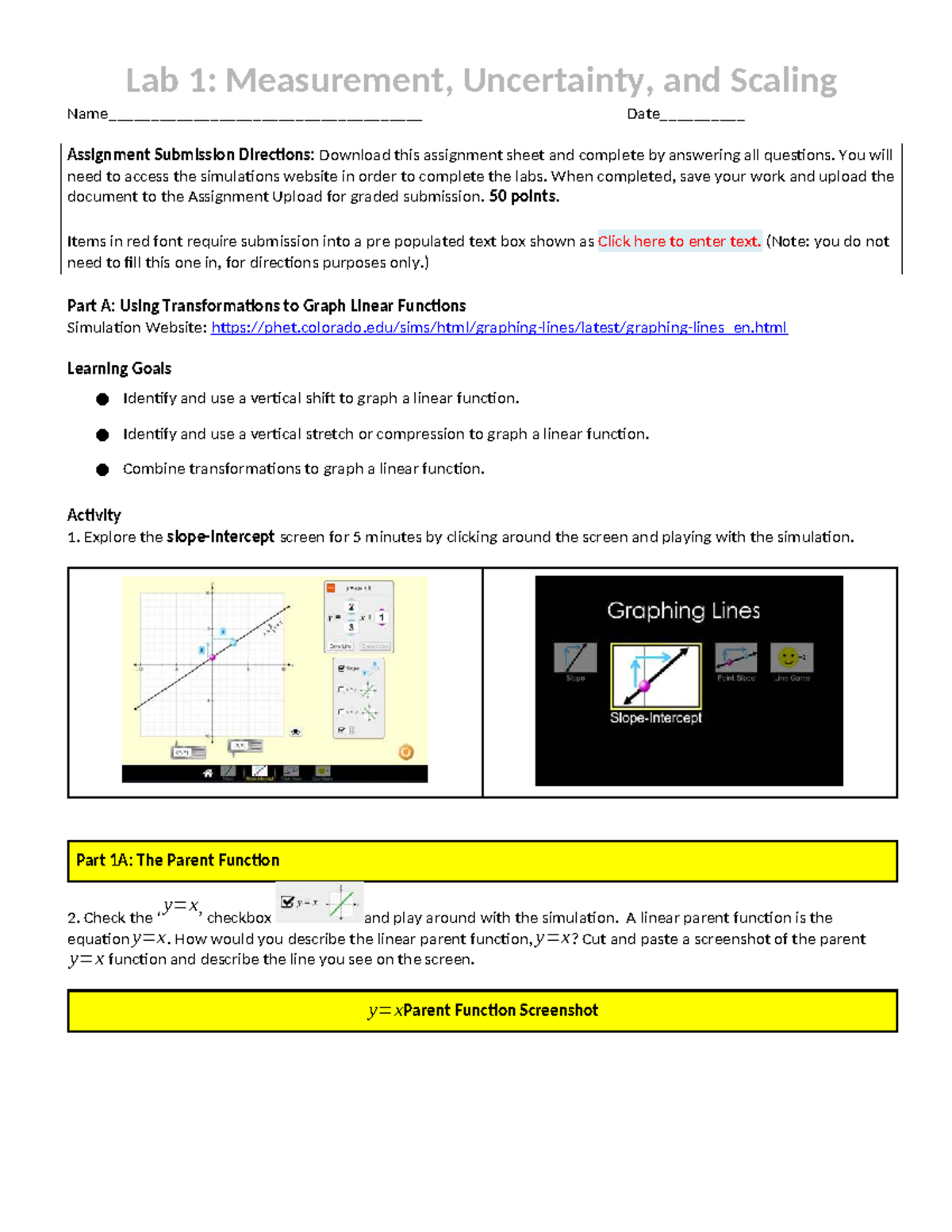 Lab 1: Measurement, Uncertainty, and Scaling Activity Sheet (24-25 ...