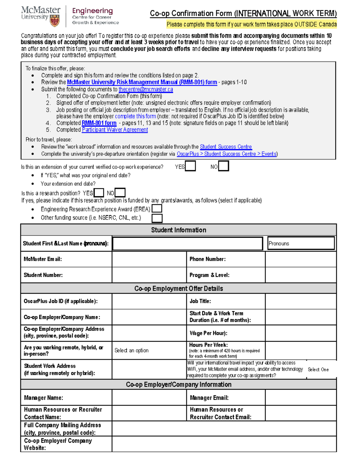 Final Co-op Confirmation Form (INTL WORK TERM) - March 2026 - Studocu