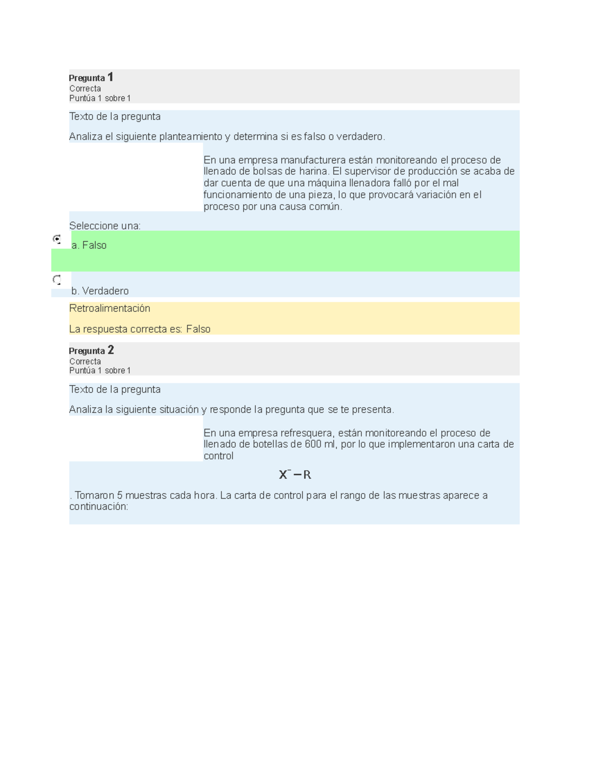 EA5. Gráficos de control y porcentaje de defectos - Pregunta 1 Correcta ...
