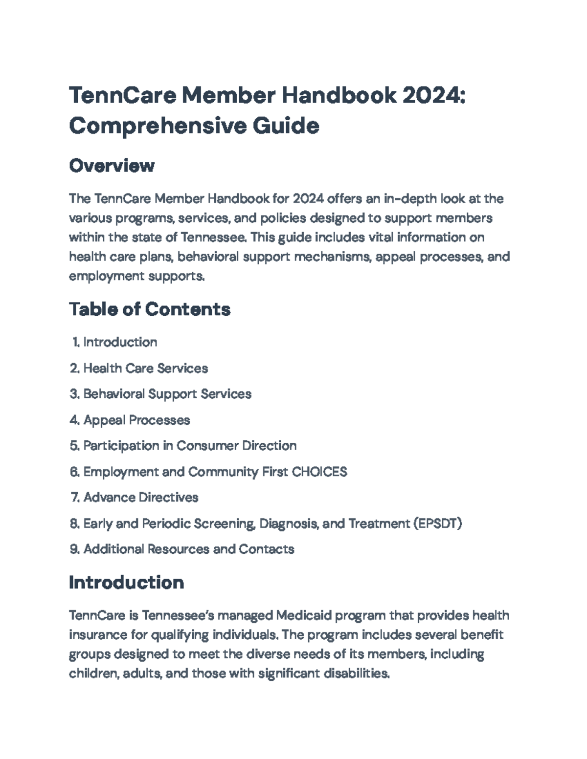 TennCare Member Handbook 2024: Comprehensive Guide for Members ...