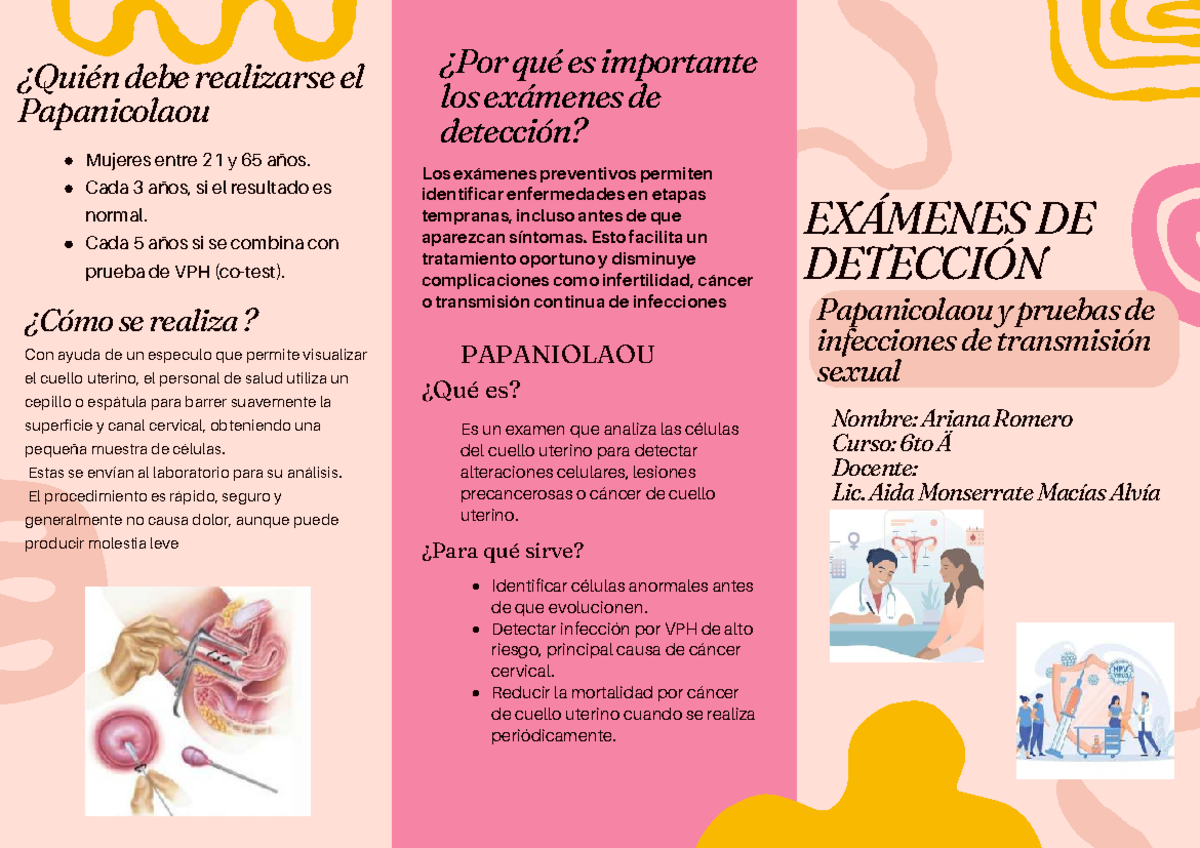 Folleto sobre Exámenes de Detección: Papanicolaou y VPH - Studocu