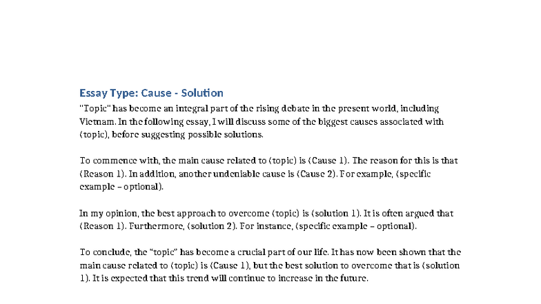 Cause-Solution Essay Structure: Key Points and Guidelines - Studocu