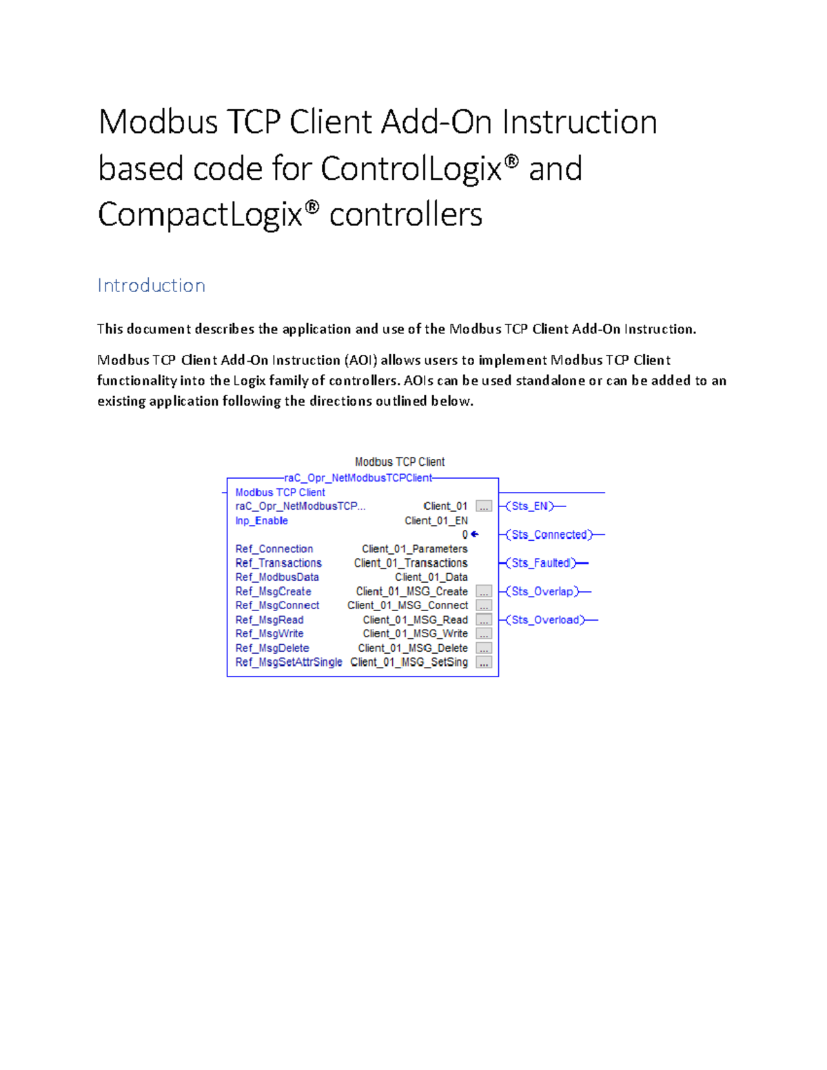 Modbus TCP Client - AOI based code for Control Logix v 2 - Modbus TCP ...