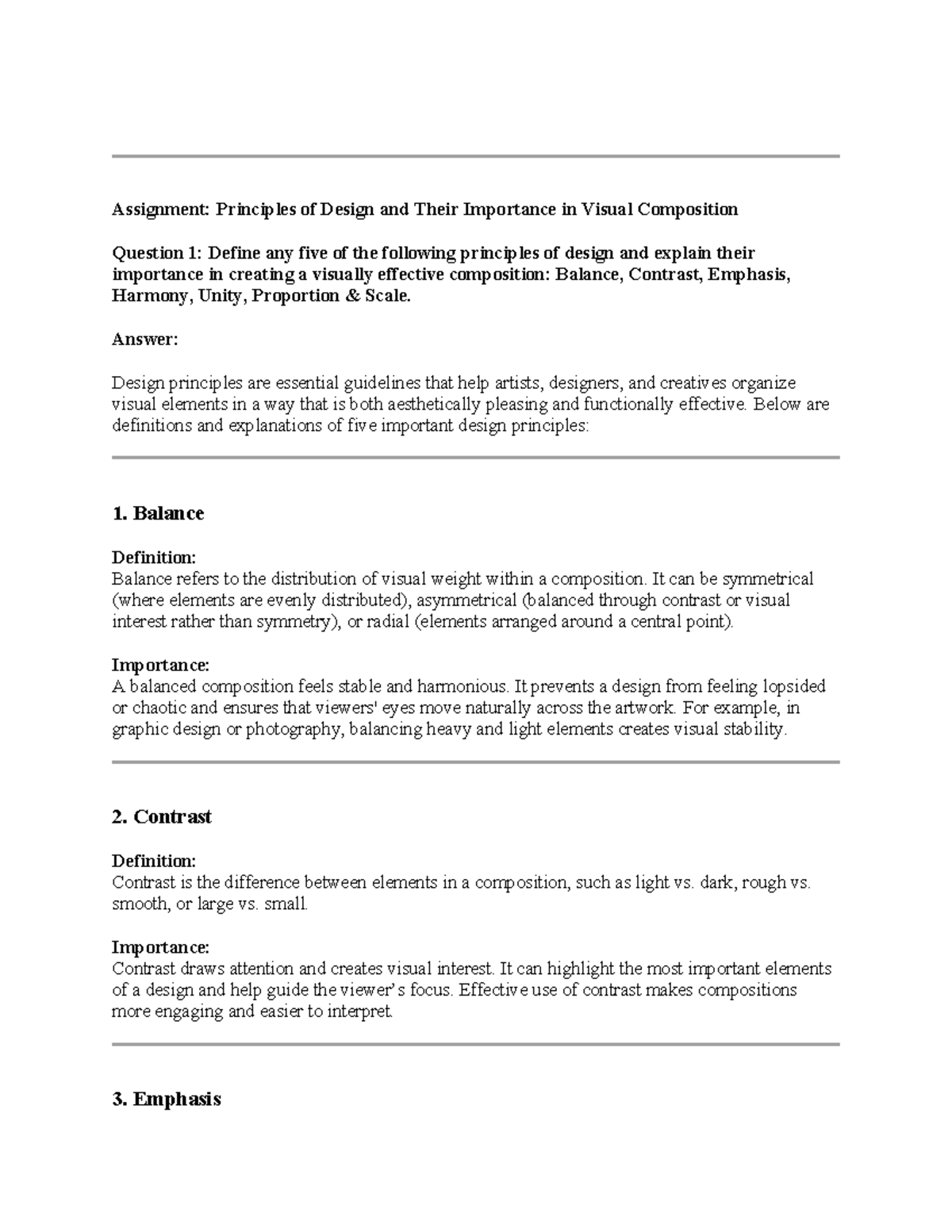 Assignment EDU 403: Principles of Design in Visual Composition - Studocu