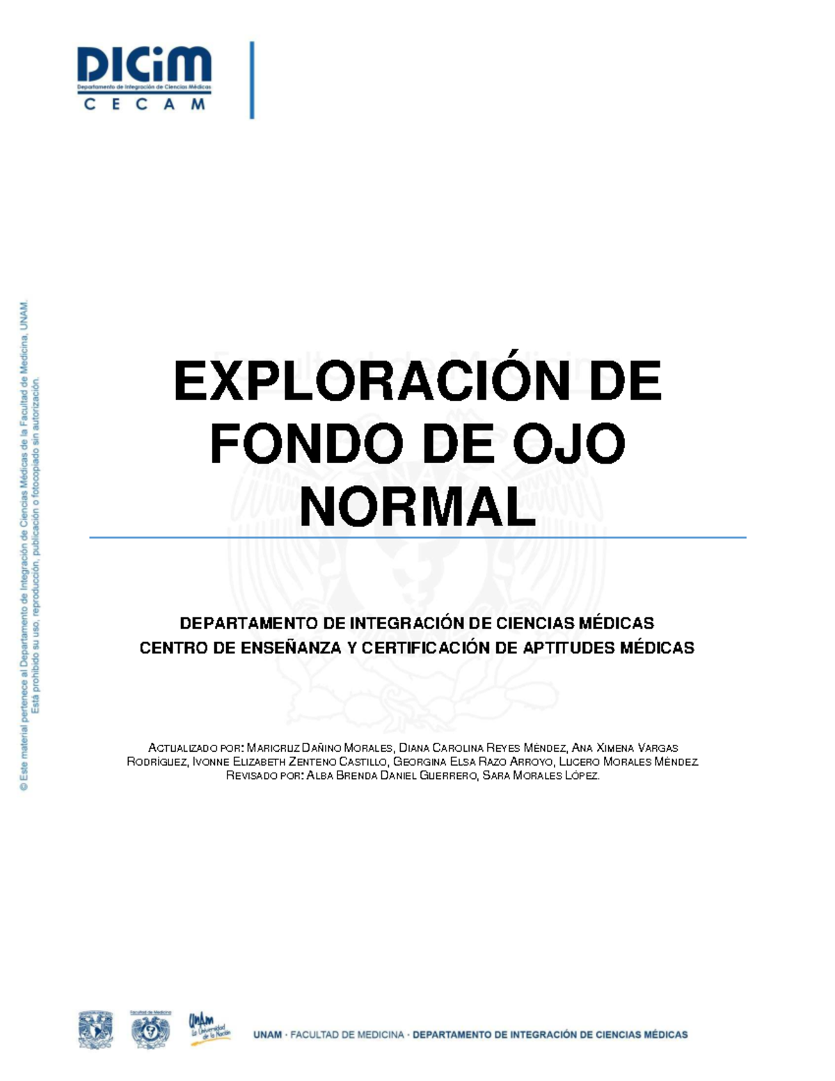 Exploración de Fondo de Ojo Normal - DICIM-CECAM - Recursos Educativos ...