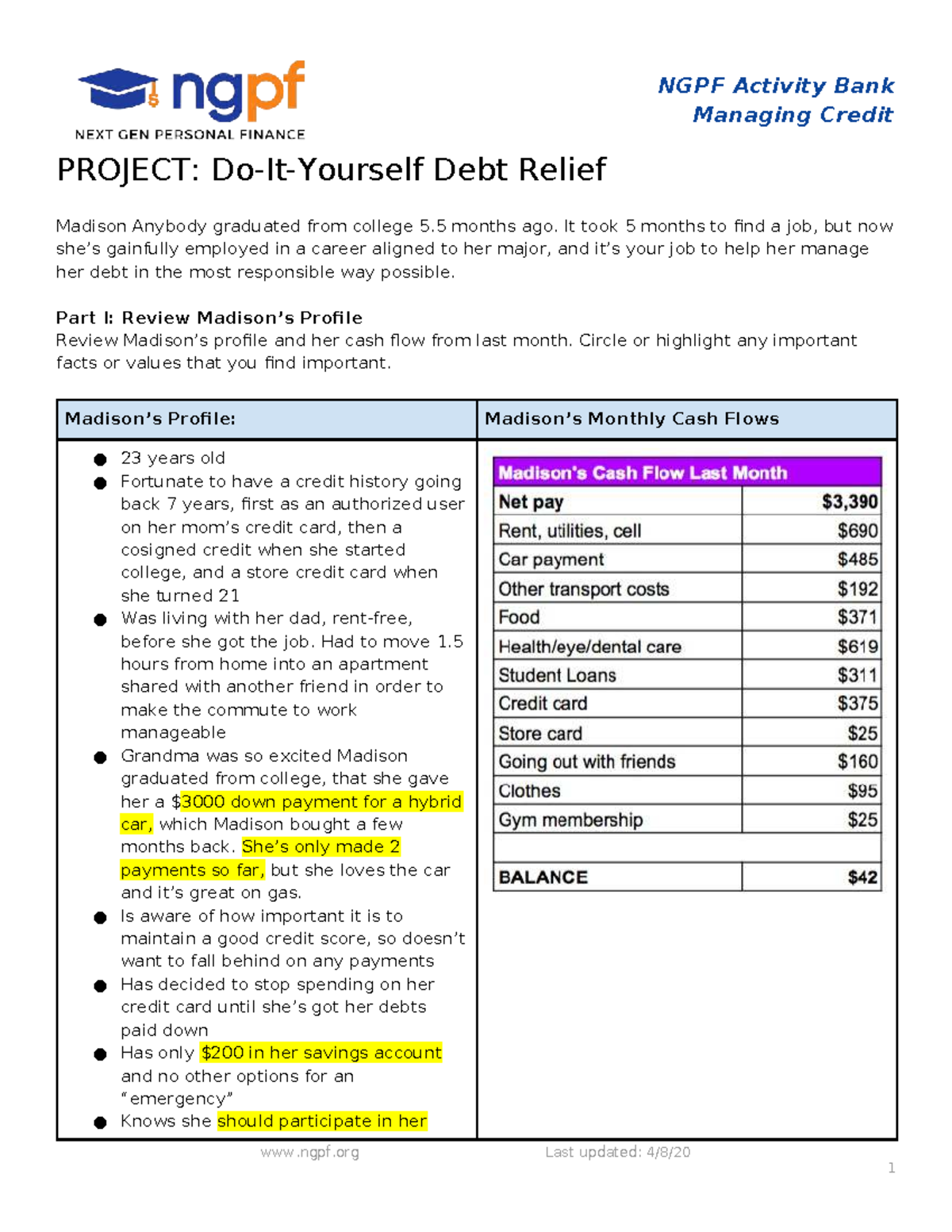 Managing Debt Strategies for Madison's Financial Future: NGPF Project ...