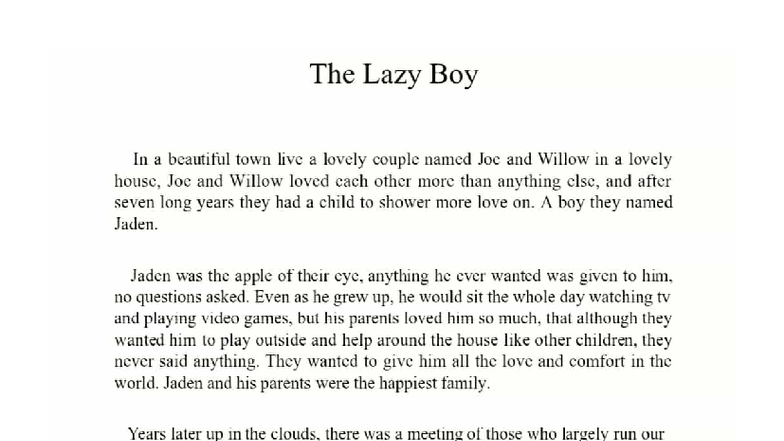 The Lazy Boy: A Tale of Jaden's Journey to Overcome Bad Habits - Studocu