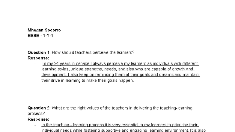 TPRF-WEEK 3 - Teacher Perception and Values in Learning - Studocu