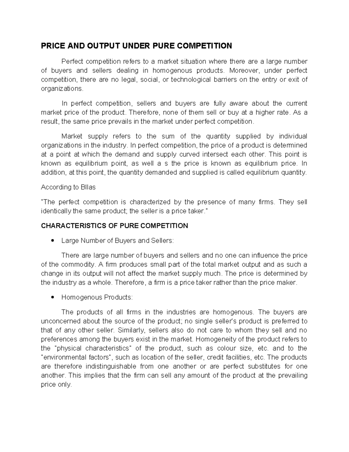 Price and Output in Perfect Competition: Key Characteristics and ...
