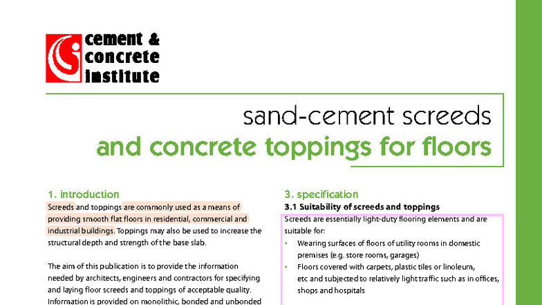 Concrete Inst Screeds & Toppings: Specifications & Guidelines 2021 ...