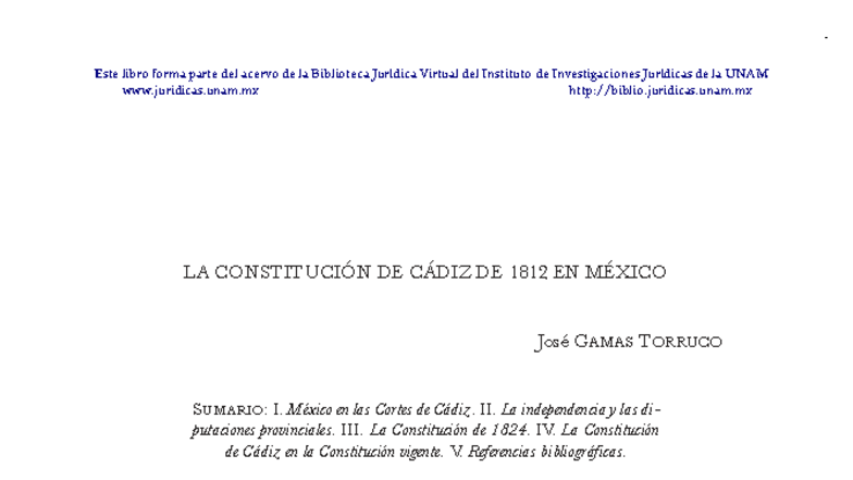 La Constitución de Cádiz de 1812 y su Impacto en México - Studocu