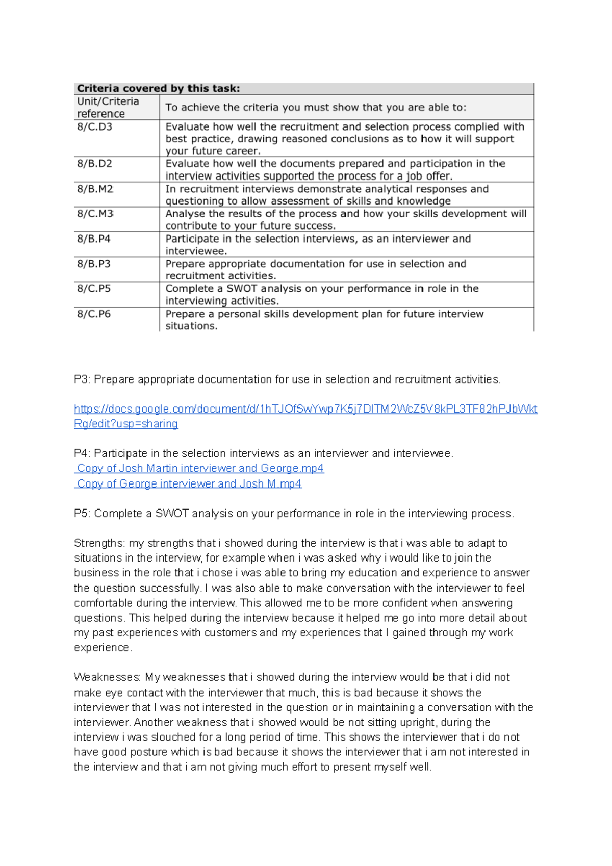 Unit 8 Assignment 2: Reflection on Interview Skills & Development - Studocu