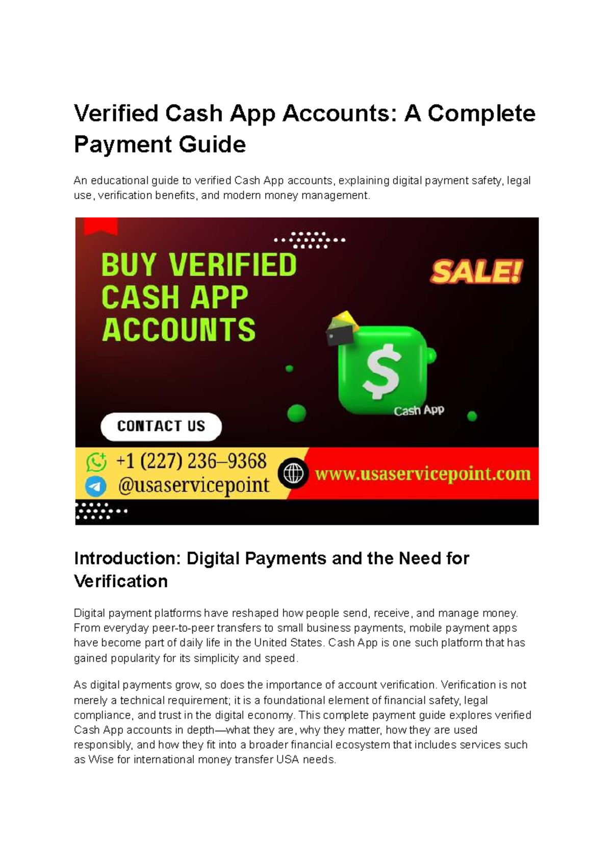 Buying Verified Cash App Accounts: A Guide to Safe Digital Transactions ...