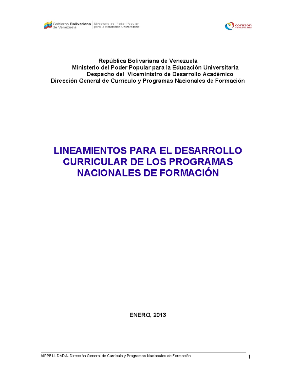 Lineamientos para el Desarrollo Curricular de Programas Nacionales de ...