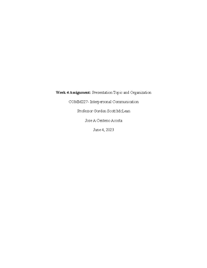 SPCH277 Week 2 CCC Template - Week 2 CCC Template: Part 2 – Describing ...