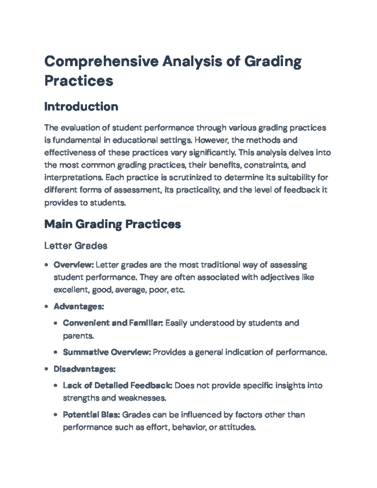 Grading Practices: In-Depth Analysis & Evaluation Methods - Studocu