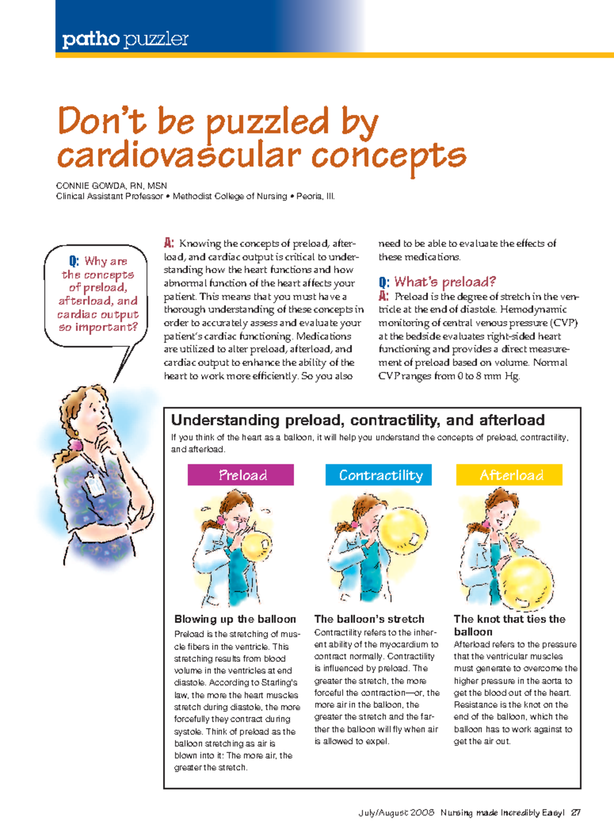 Cardiac Concepts - Understanding Preload, Afterload & Output - Studocu