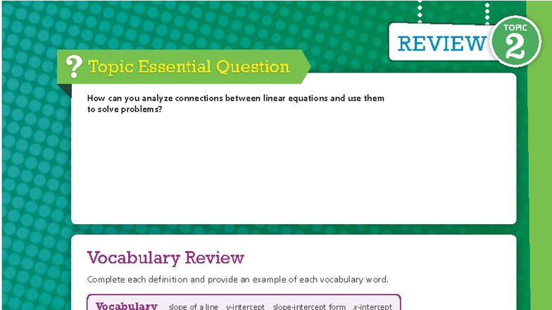 Topic 2 Review: Analyzing Linear Equations and Connections - Studocu