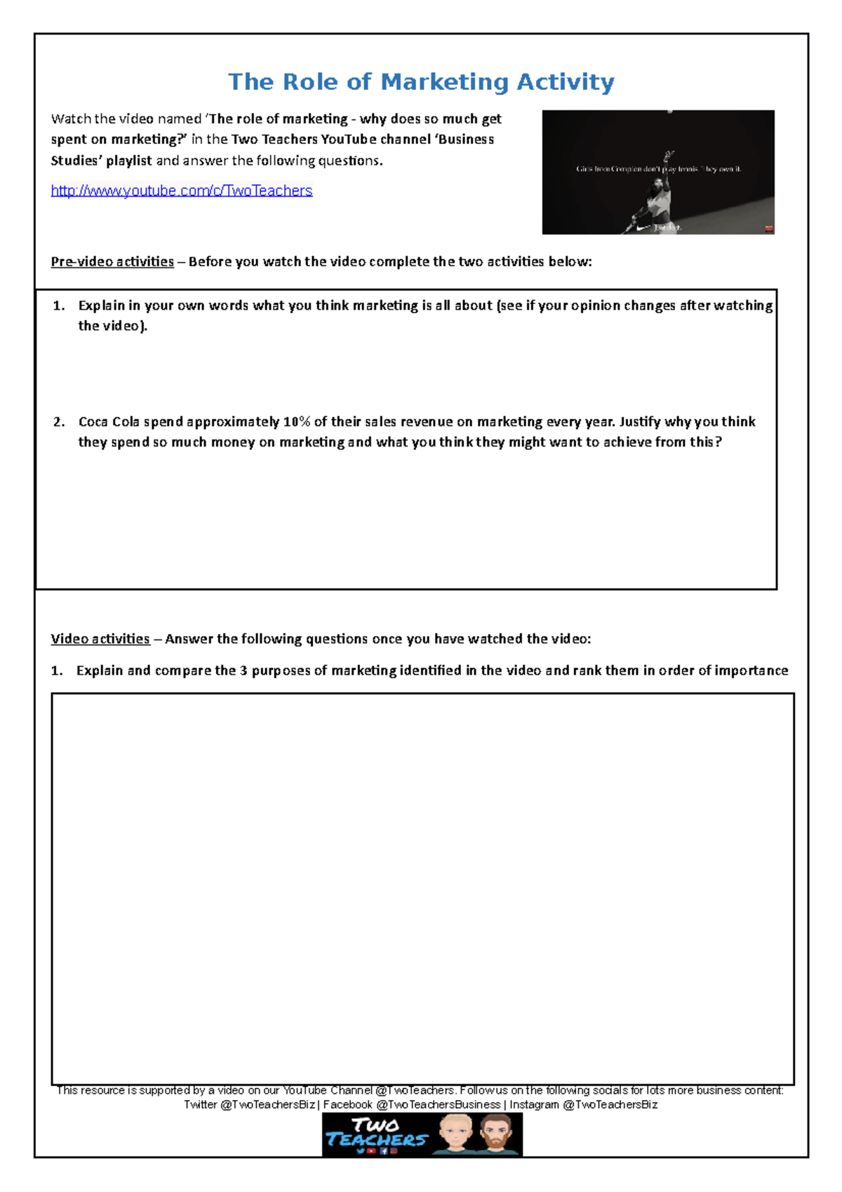 The role of marketing activity - The Role of Marketing Activity Watch ...