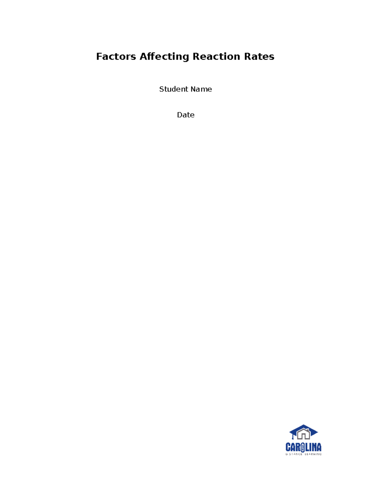 CHM 101L M5 Factors Affecting Reaction Rates Lab Report - Factors ... CHM 101L M5 Factors Affecting Reaction Rates Lab Report - Factors ...