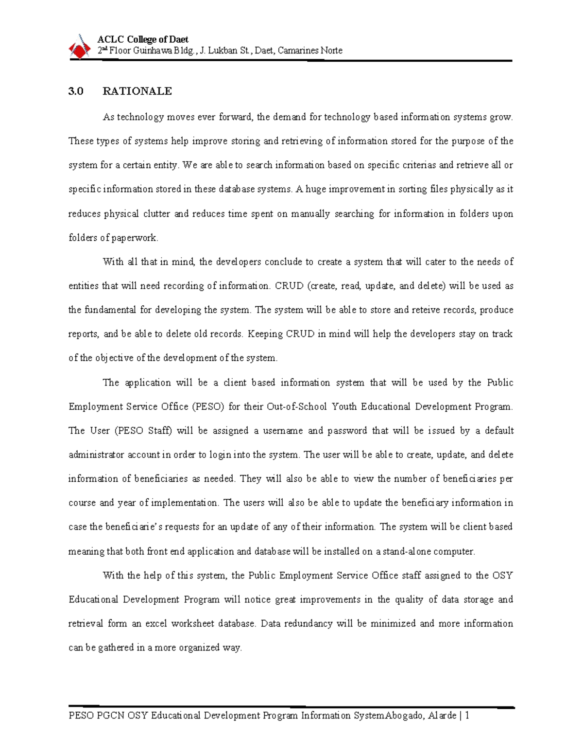 PESO PGCN OSY Educational Development Program Info System Documentation ...