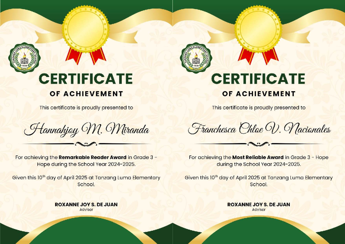 Letter for Recognition Day - LUMA ELEMENTARY LUMA ELEMENTAR SCHOOL 1930 ...