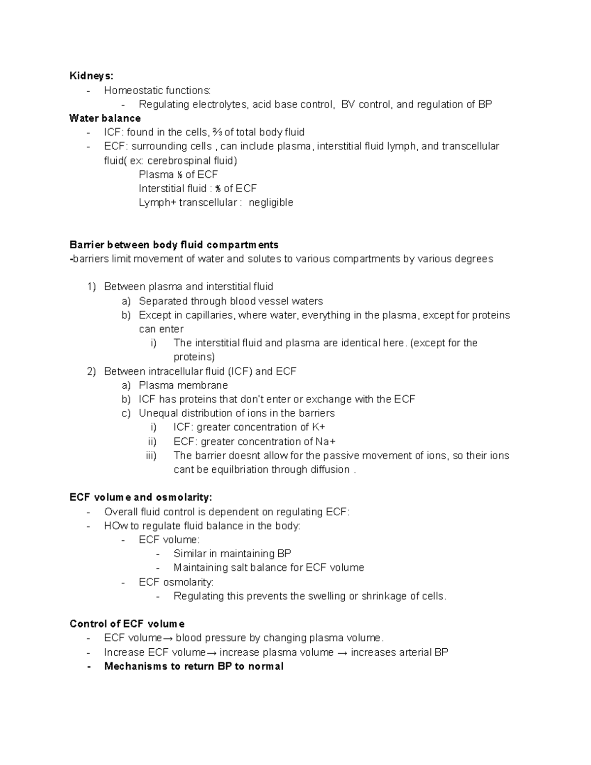 Kidneys: Homeostatic Functions & Fluid Regulation (Module 4) - Studocu