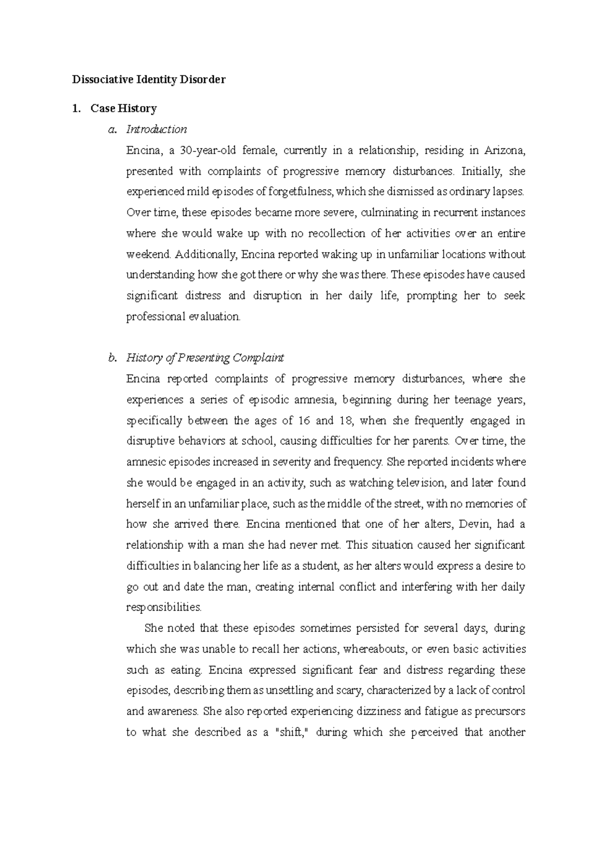 G3 Dissociative Identity Disorder Case Report - Dissociative Identity ...