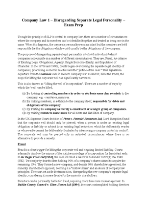 3 Separate Legal Personality - 3. SEPARATE LEGAL PERSONALITY One of the ...