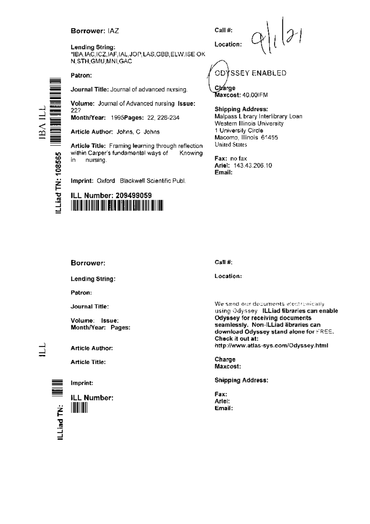 Johns 1995: Framing Learning Through Reflection in Nursing - Studocu