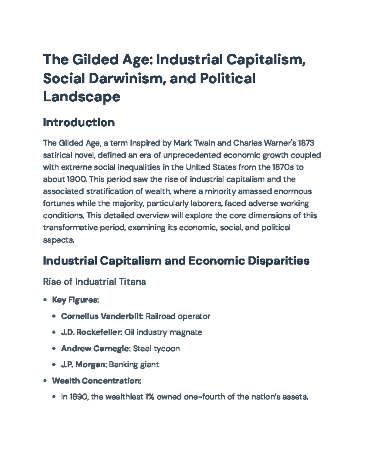 The Gilded Age: Analyzing Industrial Capitalism & Social Darwinism ...