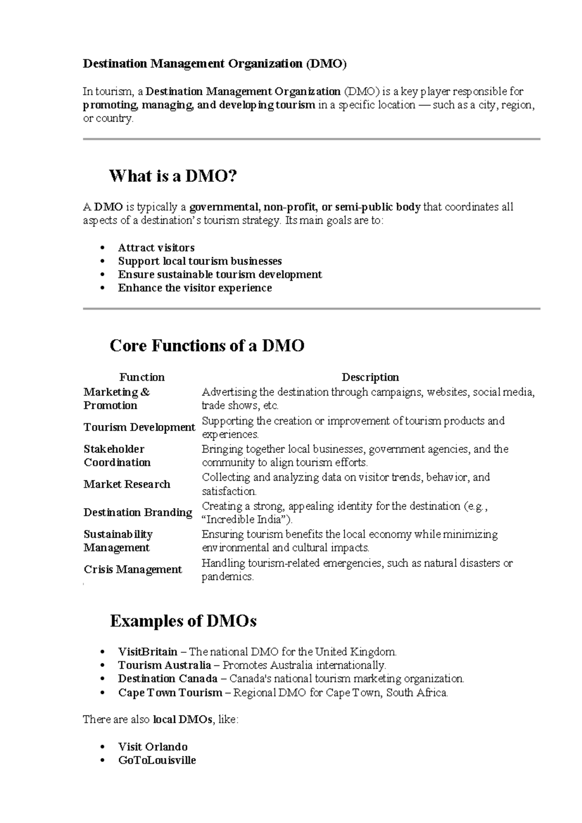 Research 1: Understanding Destination Management Organizations (DMO) in ...
