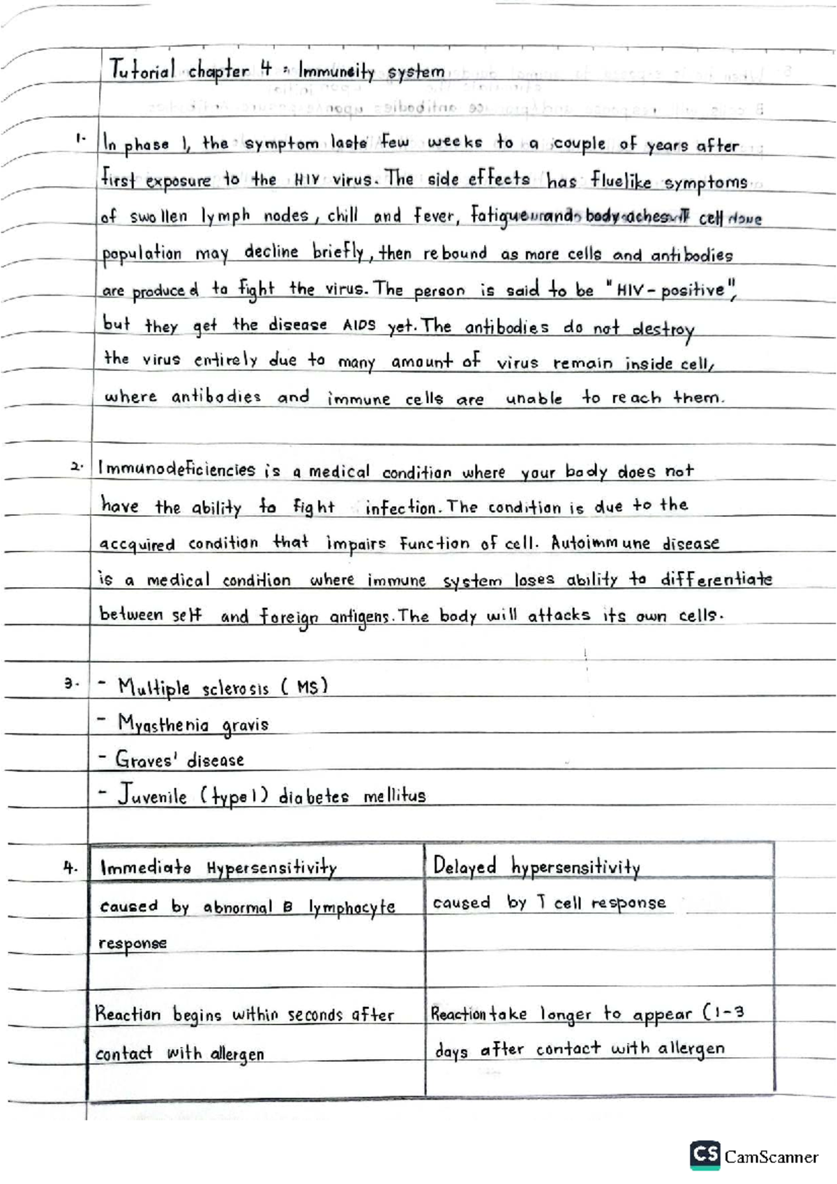 Tutorial Chapter 4: Immunity System Overview - BIO310 - Studocu
