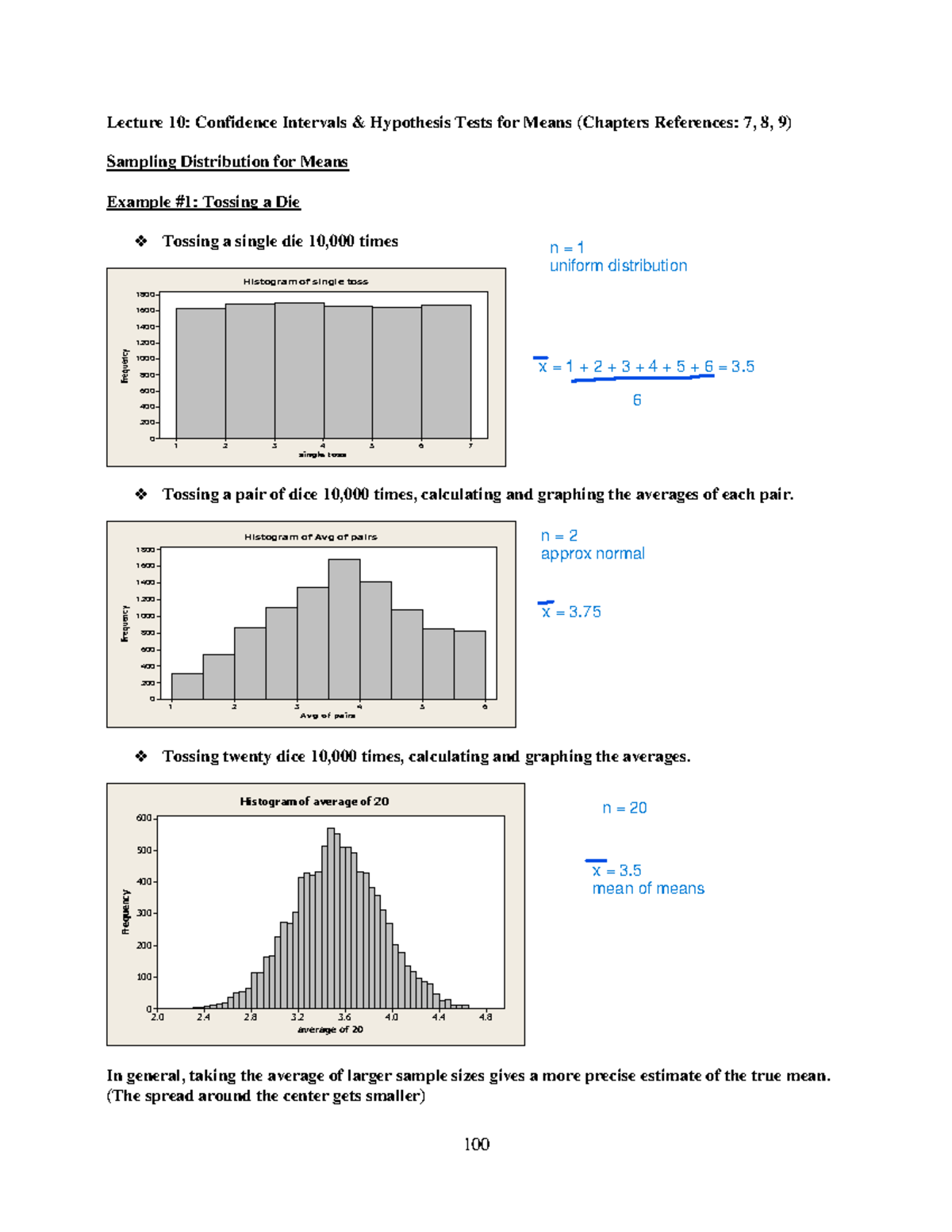 Lecture 10: Confidence Intervals & Hypothesis Tests for Means - Studocu