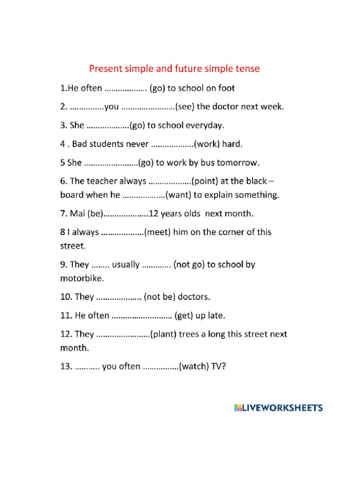 Mixed Tense Review: Past, Present, and Future Simple (Level 7A) - Studocu