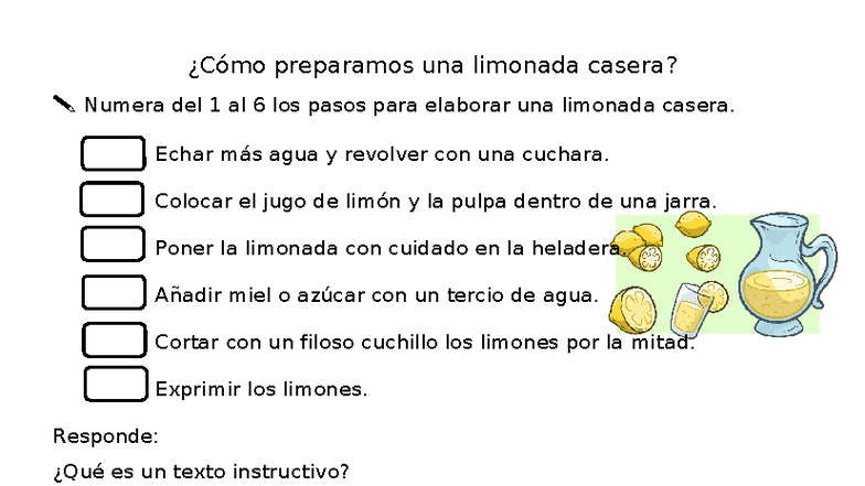 Cómo preparamos una limonada casera: Instrucciones paso a paso - Studocu