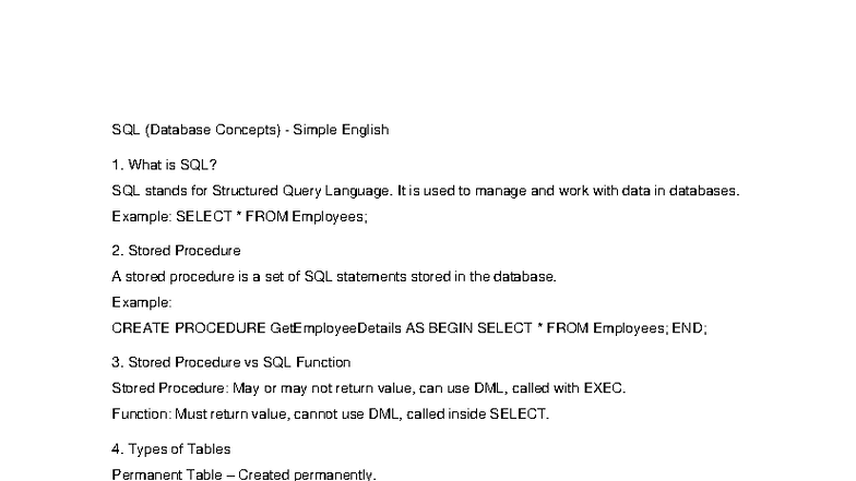 SQL (Database Concepts) Overview and Key Features - Studocu