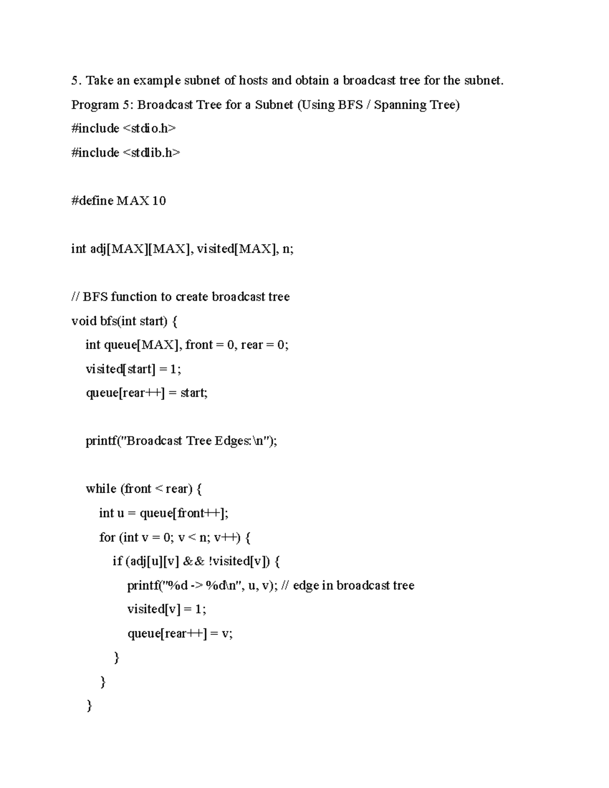 CN 6 & 7: Broadcast Tree & Distance Vector Routing Algorithms - Studocu