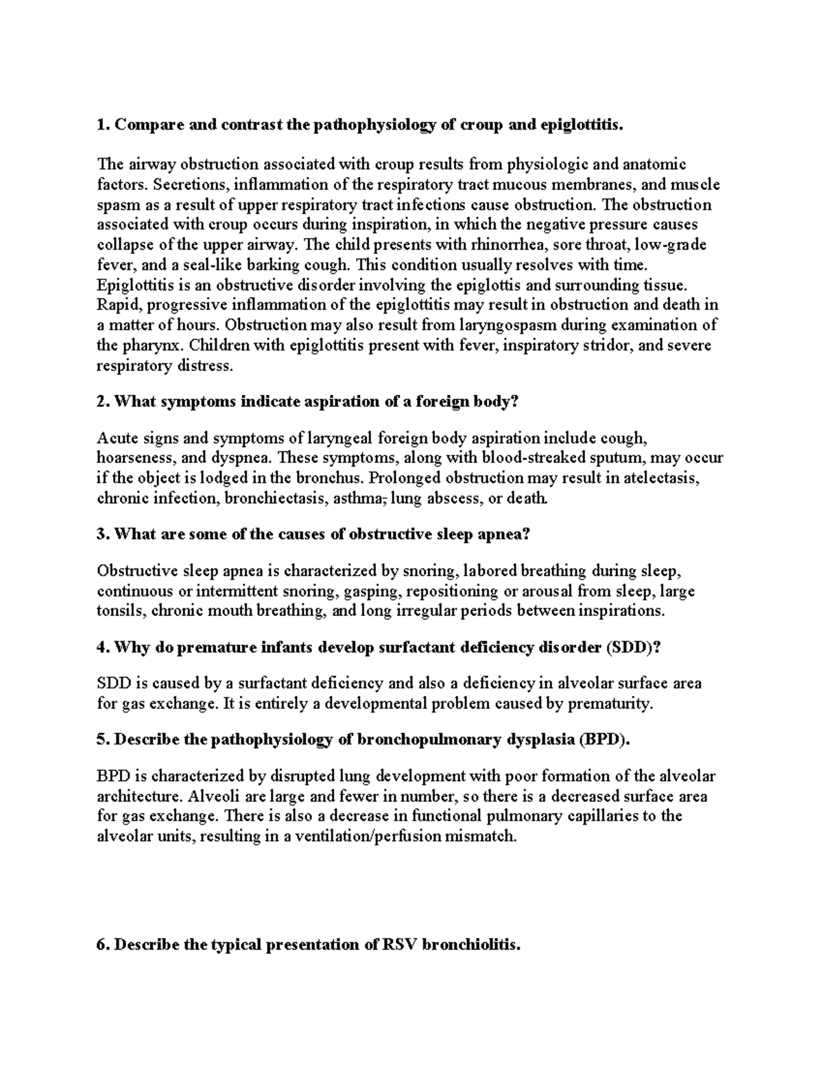 Chapter 30 Quick Check Questions: Croup, Epiglottitis, and Pediatric ...