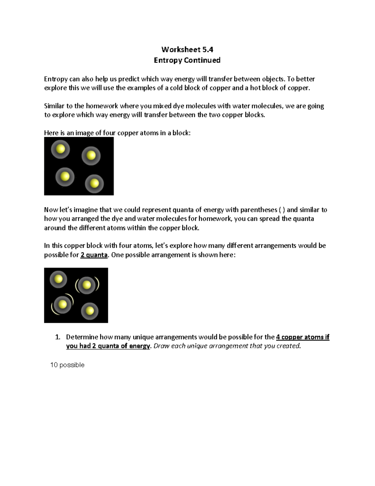 CHEM1061 Worksheet 5 - Exploring Energy Transfer and Entropy - Studocu